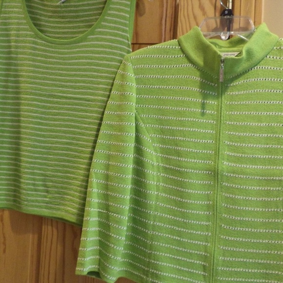 St. John | Sweaters | Like New St John Lime Green Knit Twin Set Jacket ...